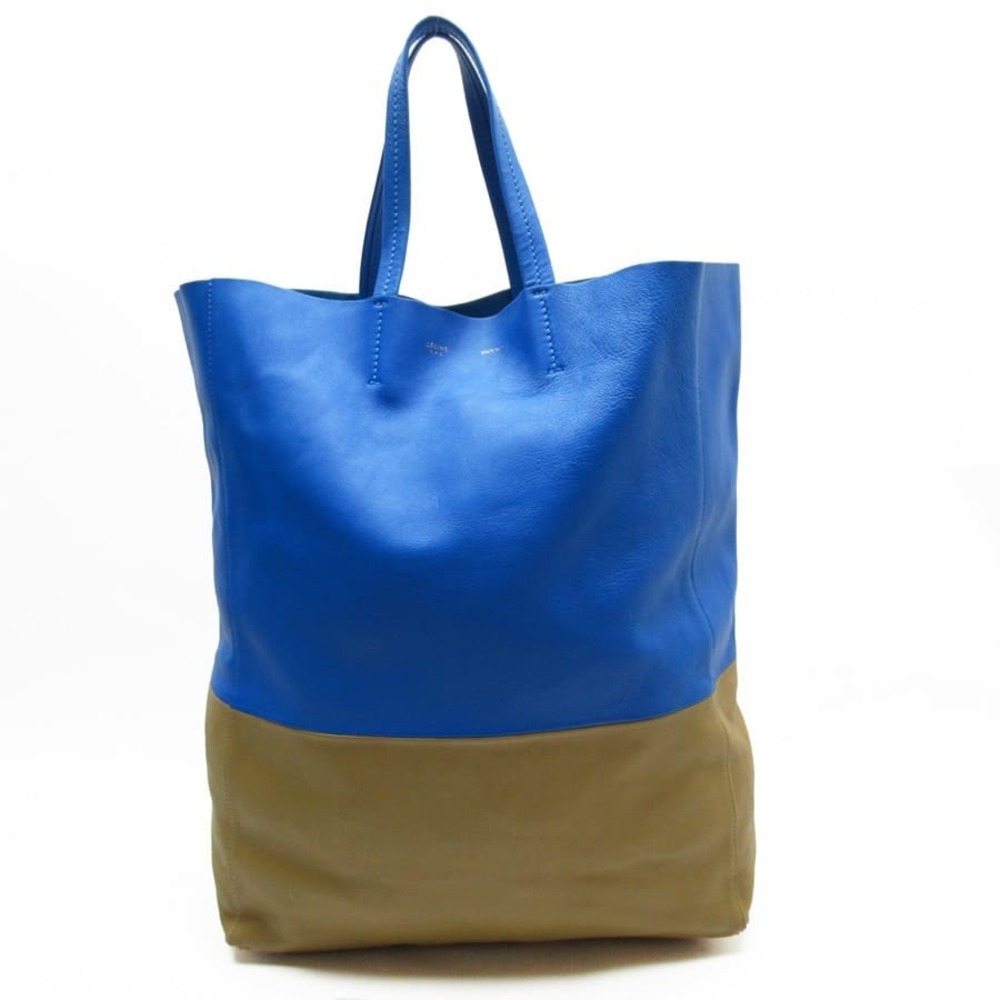 Celine Cabas Tote Bag Leather Blue Brown - Gem